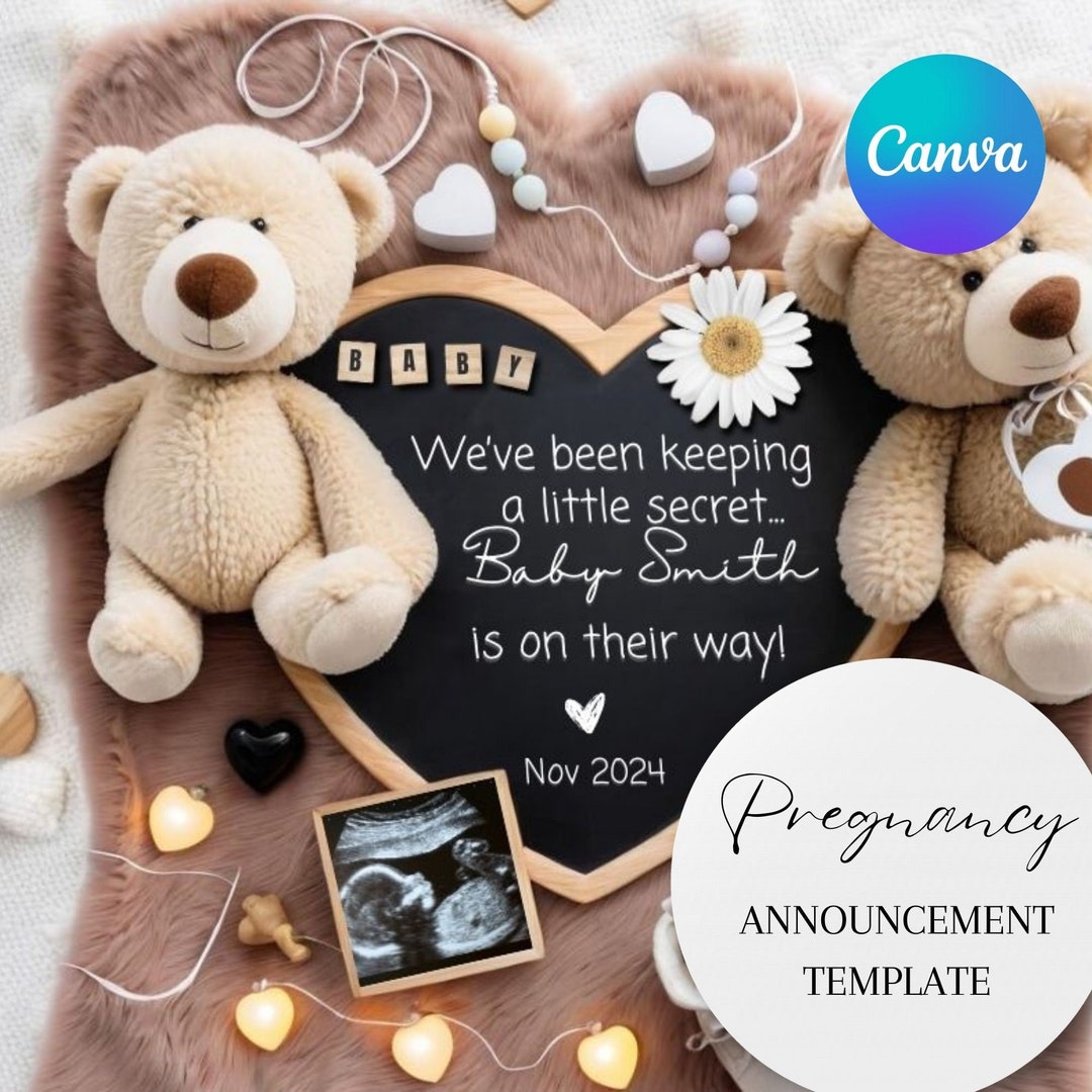 Pregnancy Announcement Template Editable Pregnancy Digital Post Canva ...