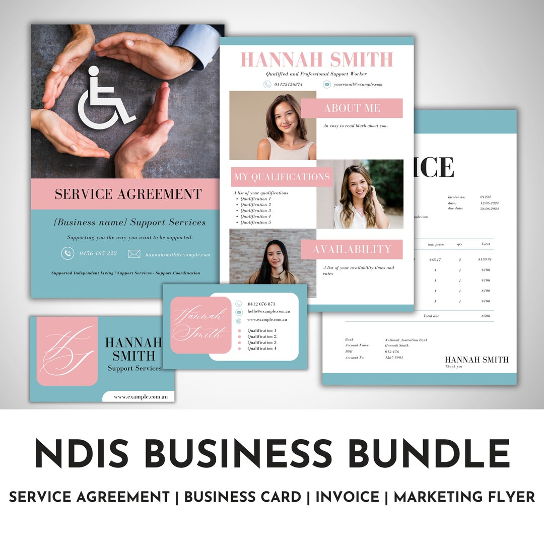 NDIS Business Bundle Business Support Work Agency Canva Template for ...