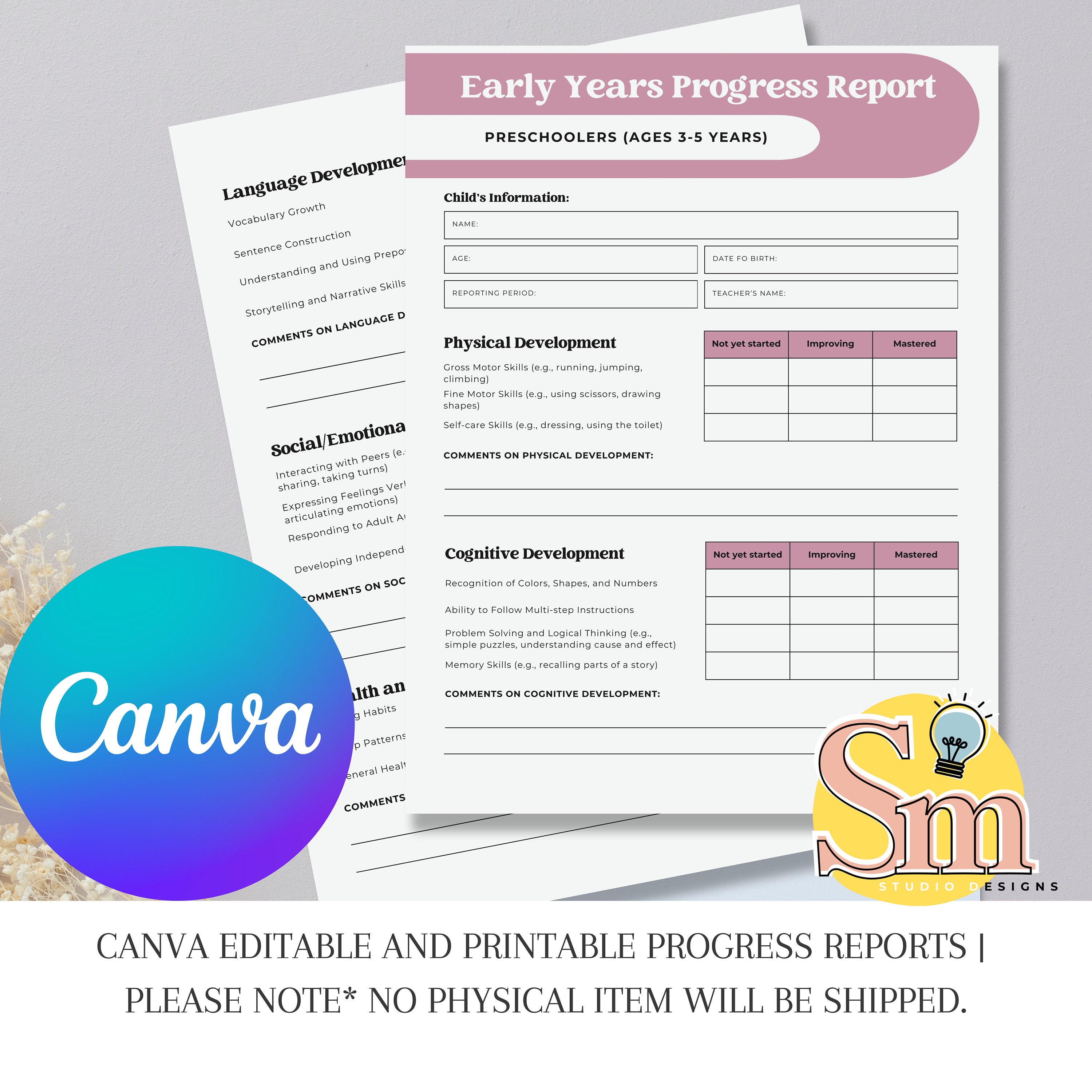 Daycare Babies to Preschool Progress Report Bundle | Preschool Learning ...