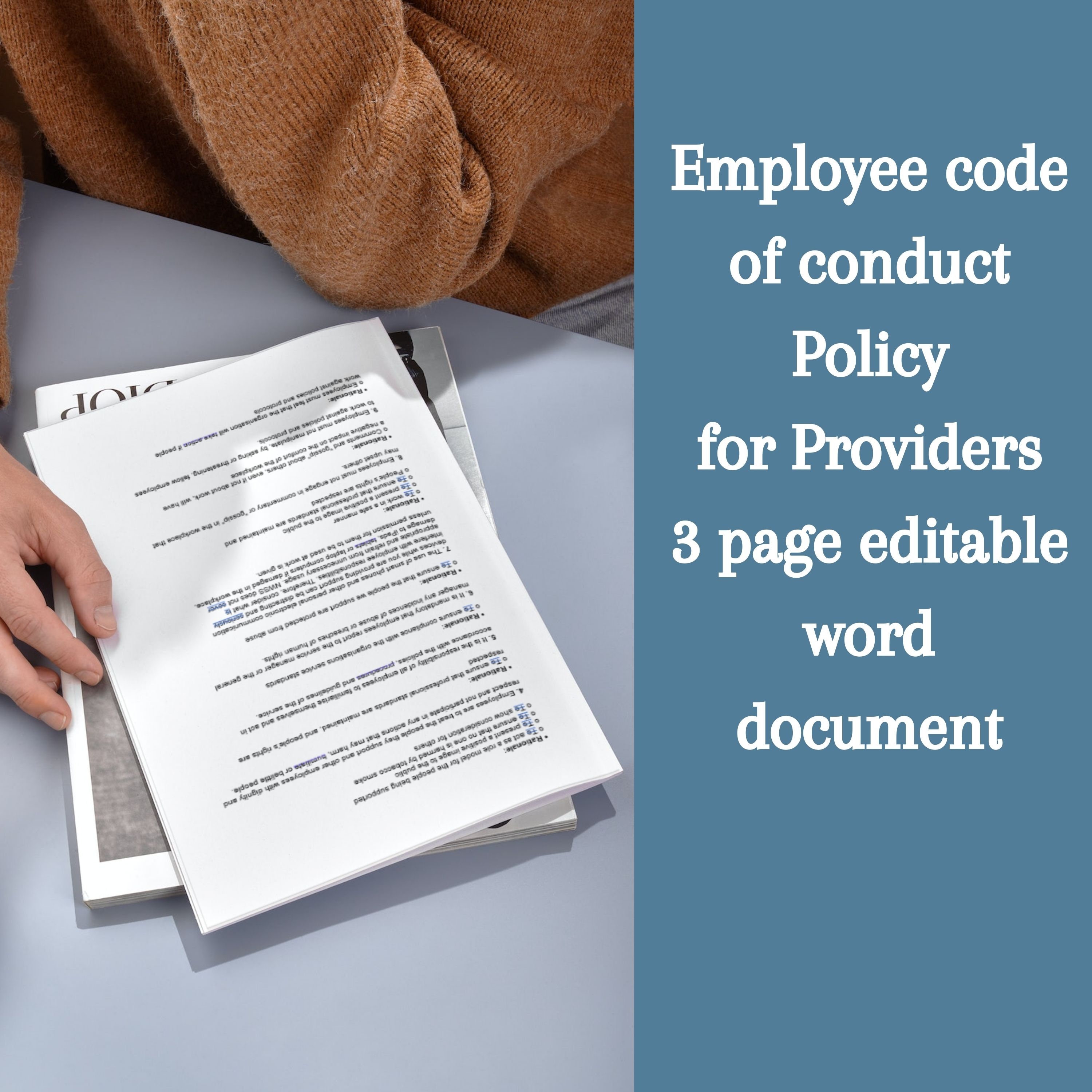 Code of Conduct NDIS Business Support Worker Agency Word Document ...