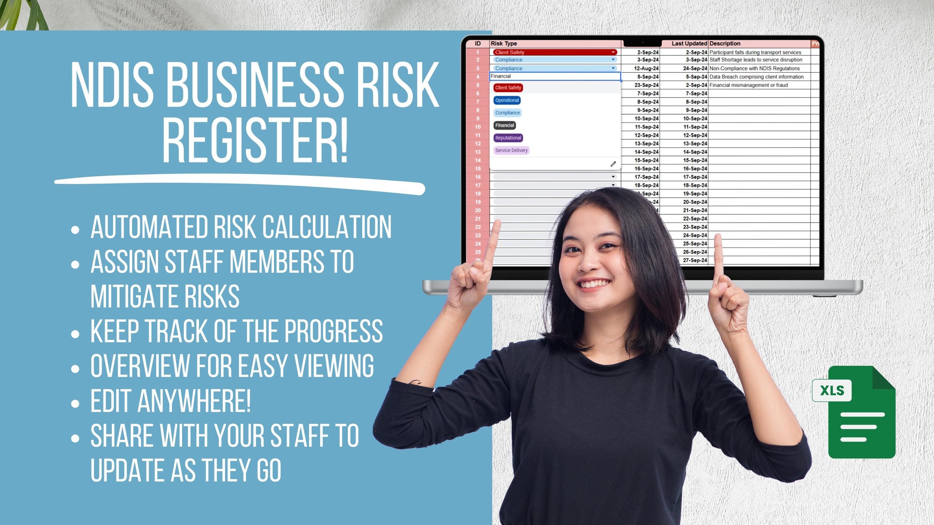 NDIS Risk Assessment Register Business Tracker Spreadsheet | Disability ...