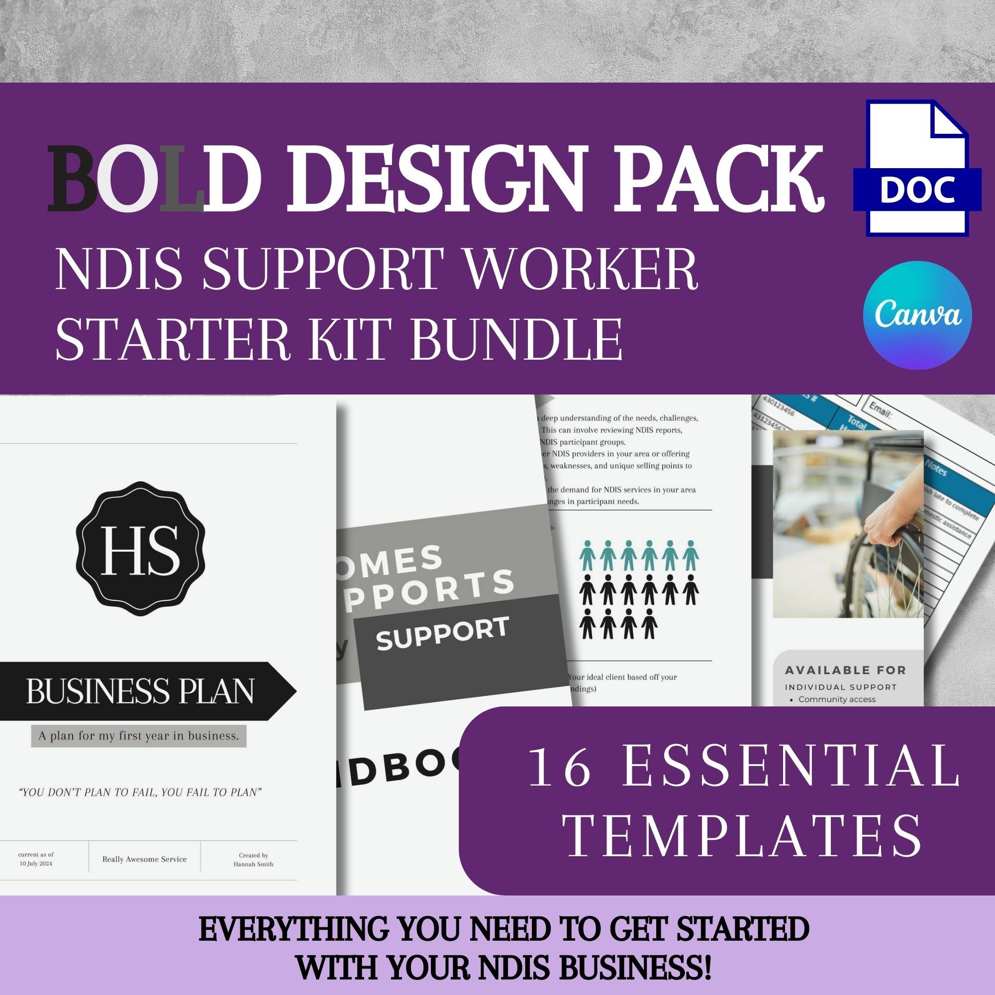 NDIS Business Starter Bundle BOLD Pack Design Support Worker Disability ...