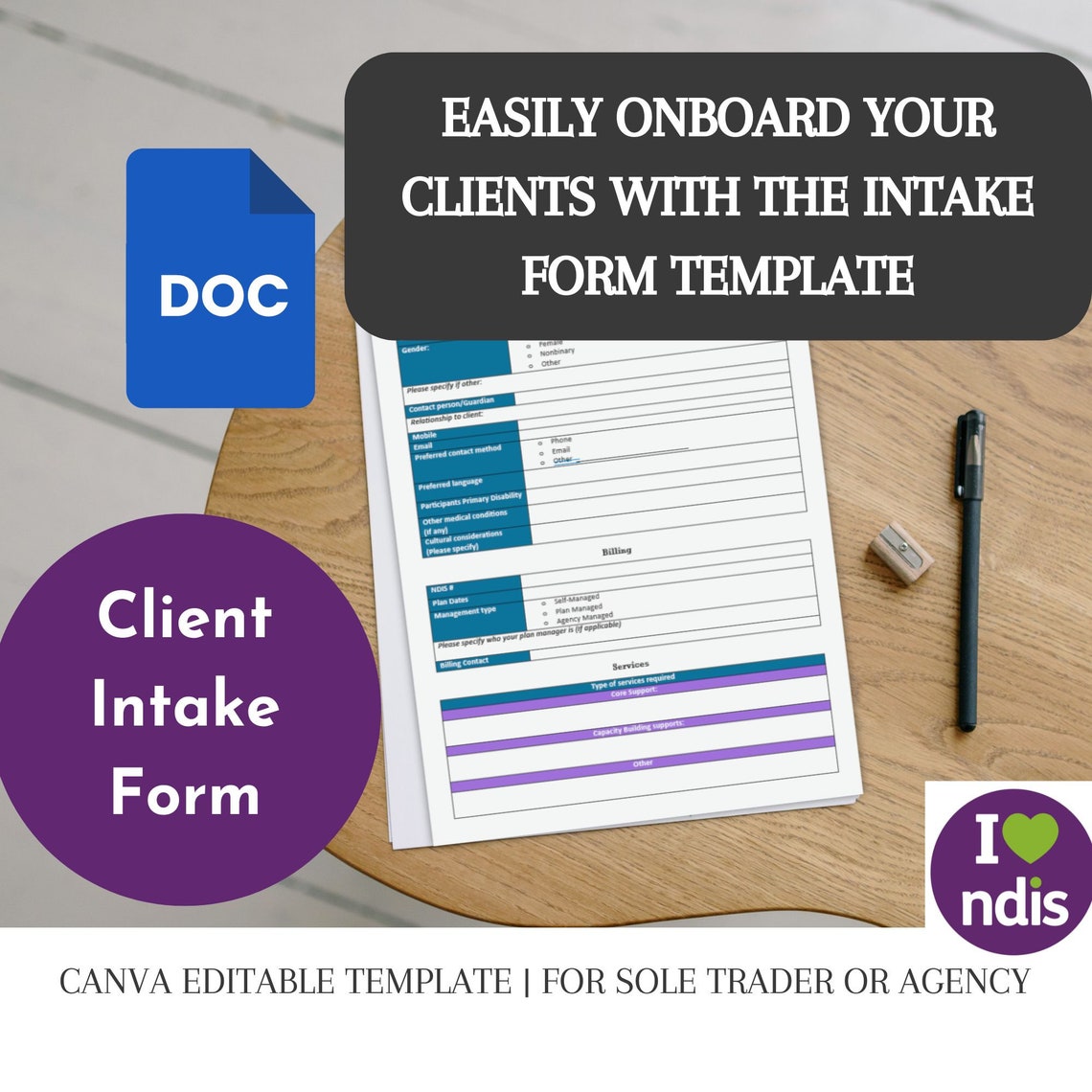NDIS Client Intake Form Word Participant Template Onboarding Editable ...