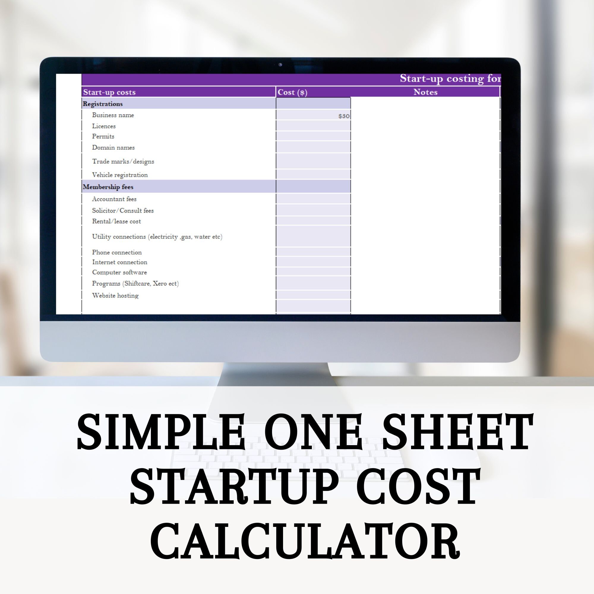 NDIS Business Startup Cost Spreadsheet | Start up Pricing | Checklist ...