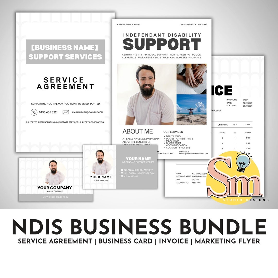 NDIS Business Bundle Business Support Work Agency Canva Template for ...