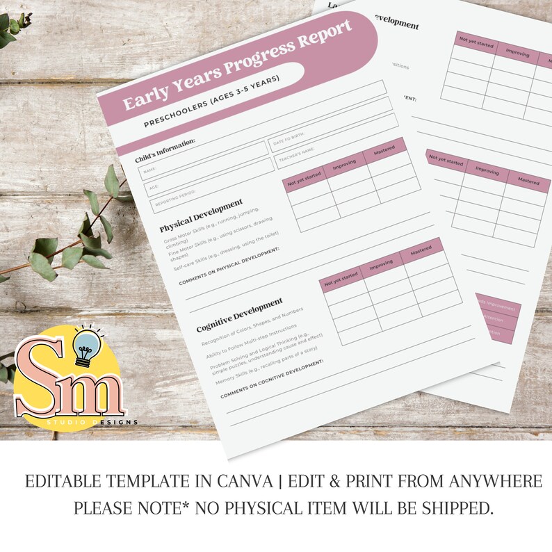 Daycare Babies to Preschool Progress Report Bundle | Preschool Learning ...