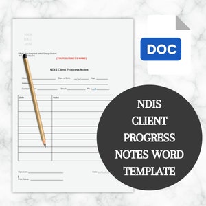 NDIS Client Progress Notes Form Word Participant Template Onboarding ...