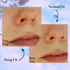 Solid 14k Gold Dainty Nose Ring Hoop | 925 Sterling Silver, Snug Fit ...