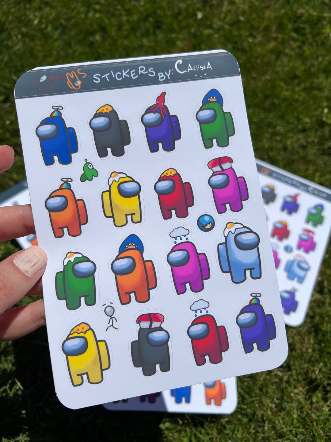 Among Us Imposter Sticker Sheets 2 Pack 32 Stickers Etsy