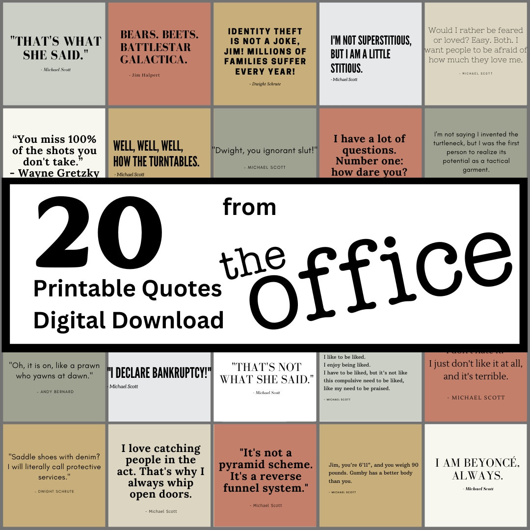 The Office - 20 Digital Printable Quotes for Home, Office, or Workplace ...