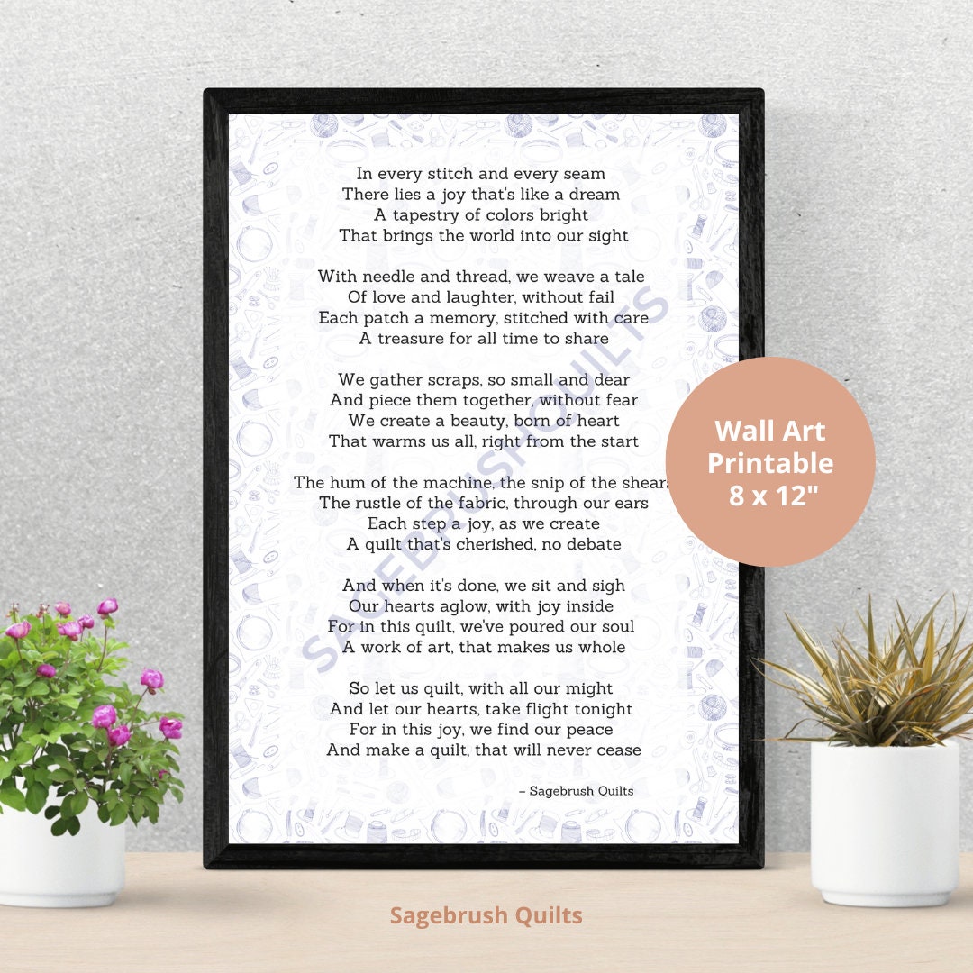 Quilting Joy Poem - Etsy
