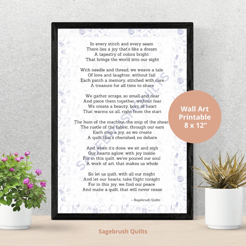 Quilting Joy Poem - Etsy