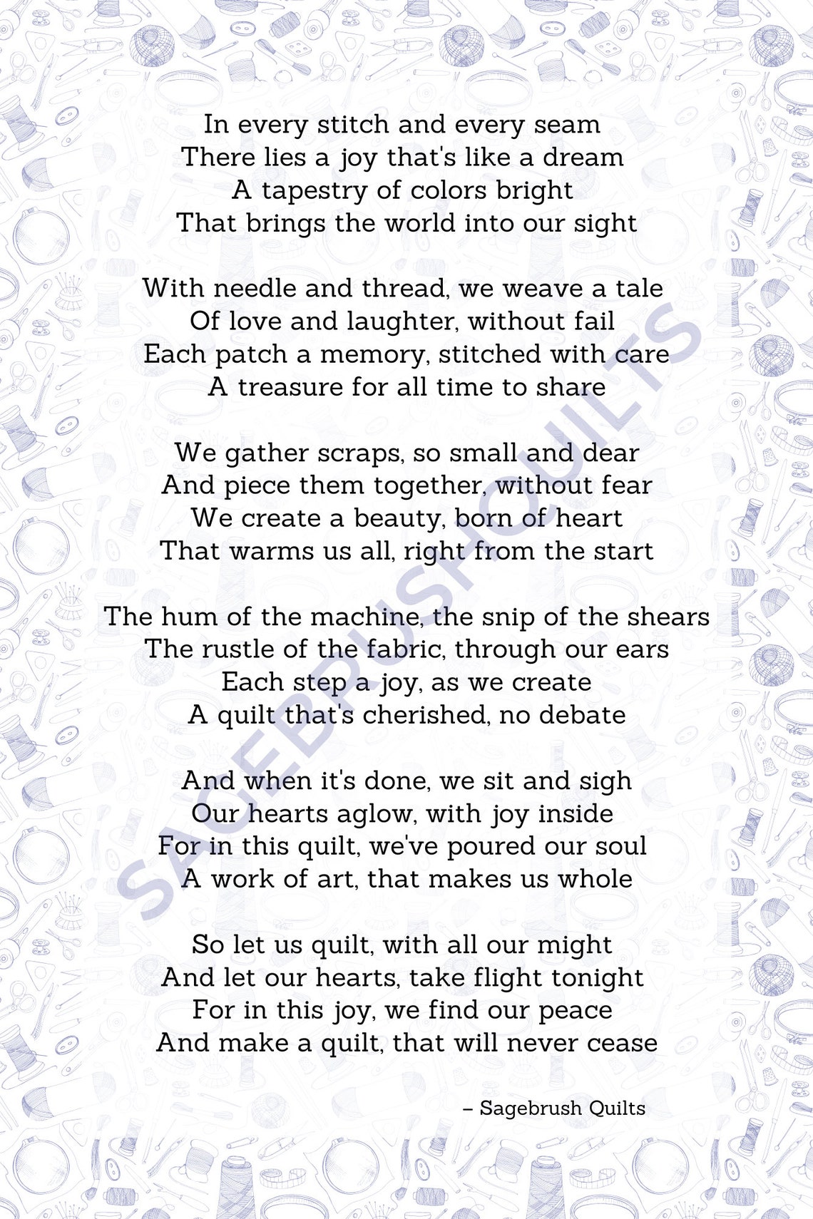 Quilting Joy Poem - Etsy