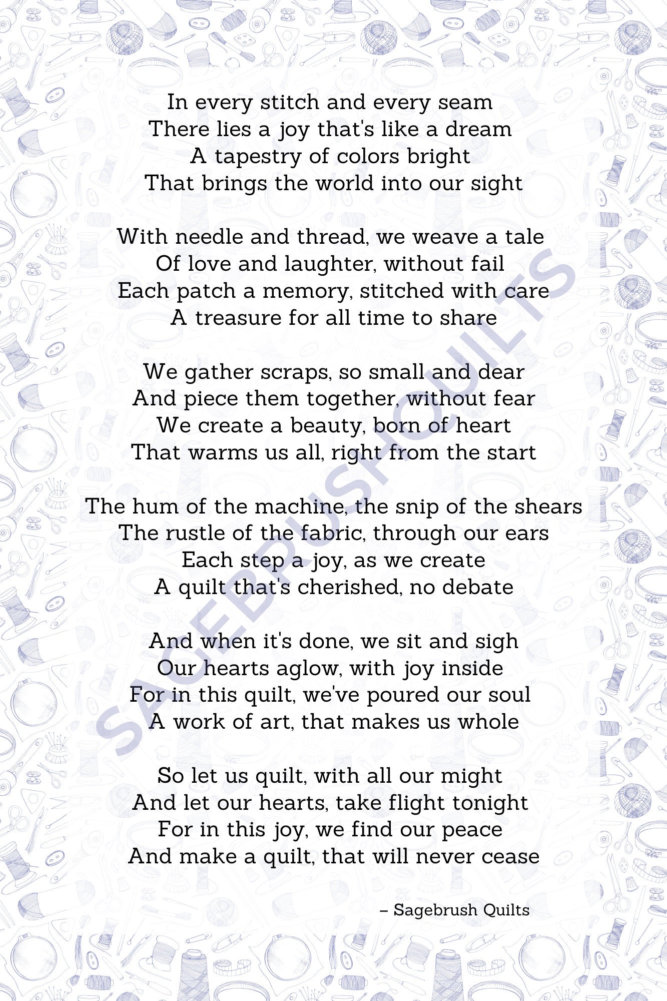 Quilting Joy Poem - Etsy