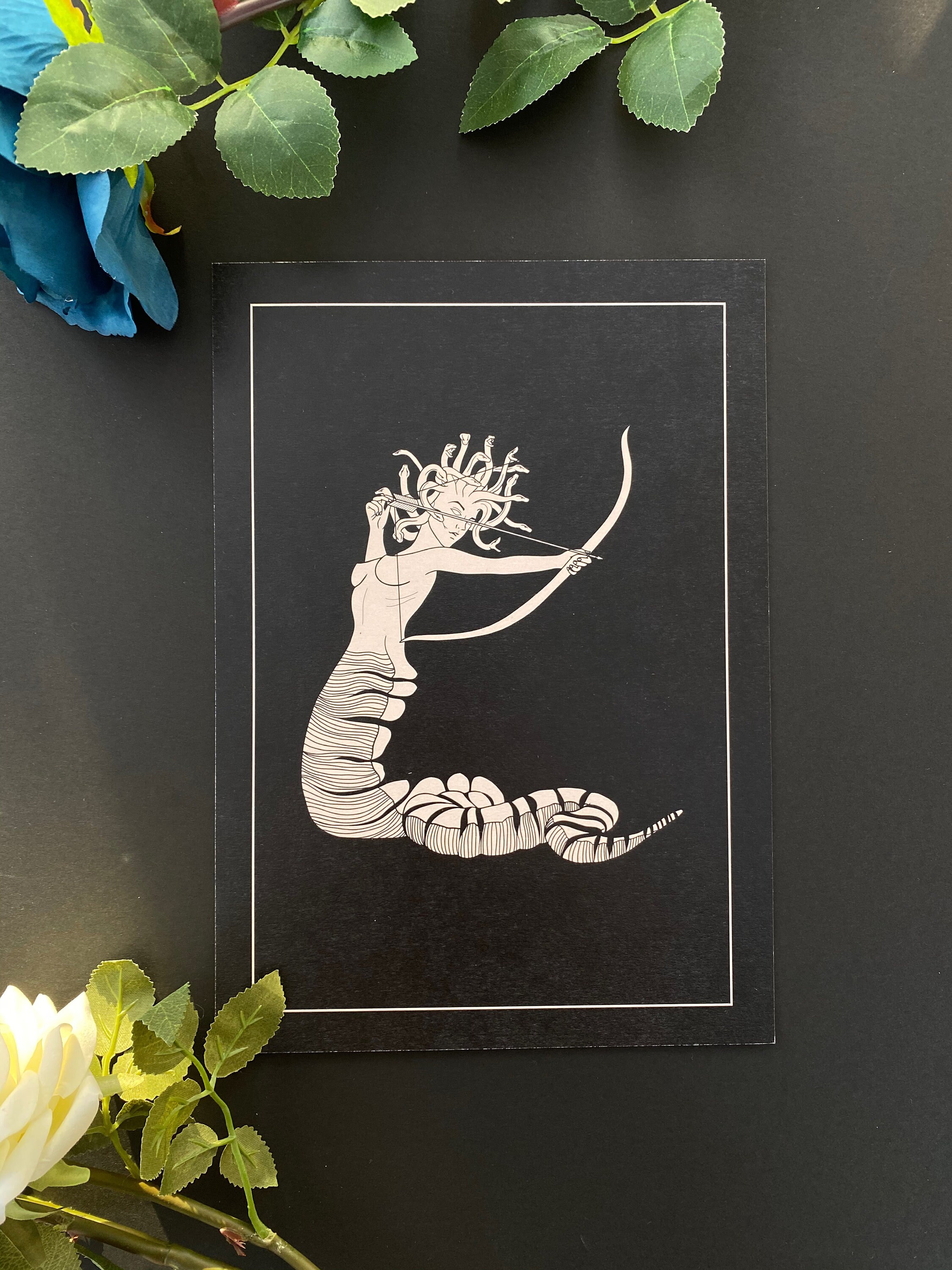 Medusa Bow and Arrow Greek Mythology Home Decor Wall Art Print A4 A3 ...