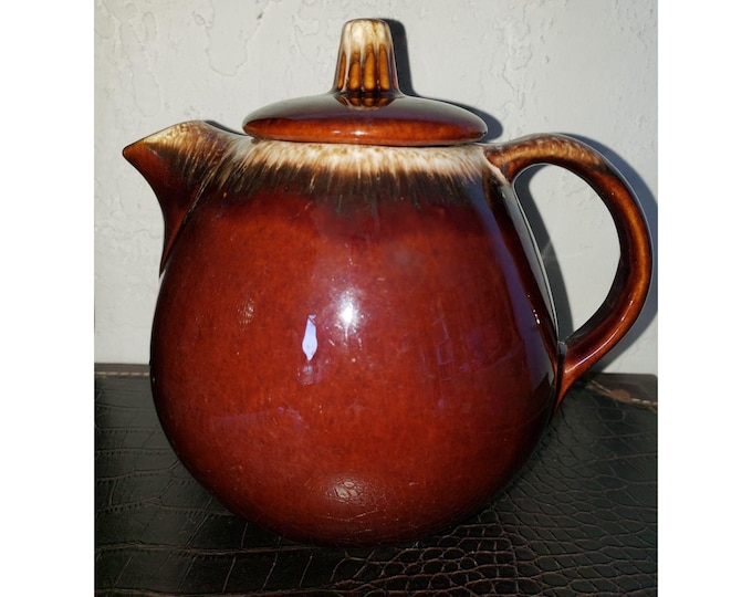 Vintage Hull Pottery Teapot Brown Drip Oven Proof USA 6 3/4" - Etsy
