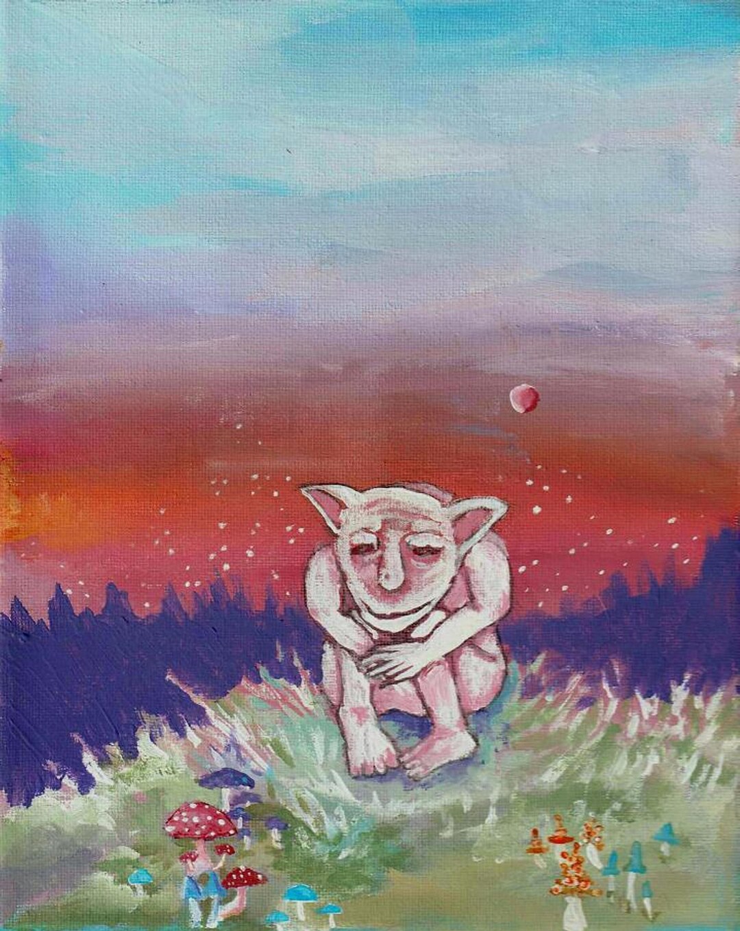 Reflective Goblin: Peaceful Fantasy Art Print 8x10 - Etsy