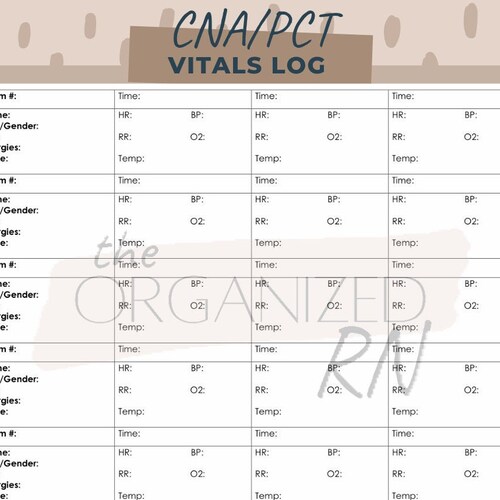 CNA/PCT Vitals Log and Task List - Etsy Australia