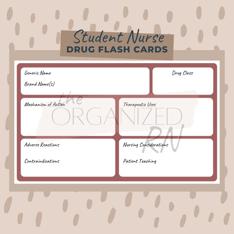 Student Nurse Drug Flash Cards 5x7in 7 Colors - Etsy