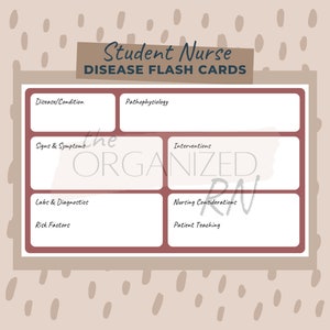 Student Nurse Disease Flash Cards (5x7in) - 7 Colors - Etsy