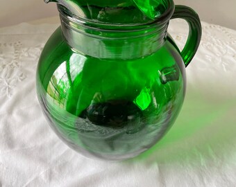Anchor Hocking Forest Green Pitcher | Etsy