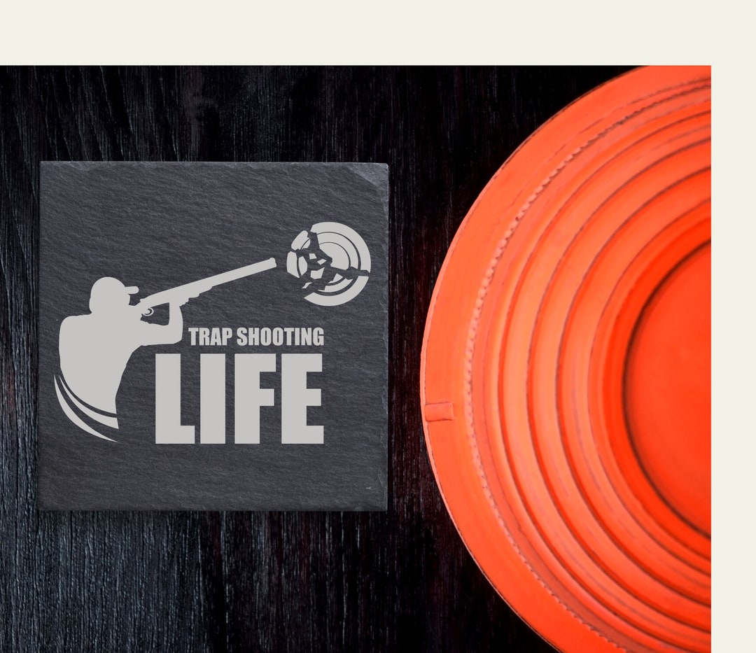 Trap Shooting Life Shotgun Slate or Wood Coaster Laser Engraved Clay ...