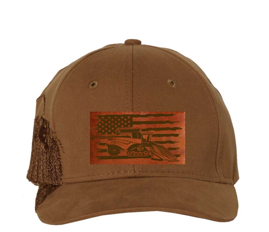 Hat Harvester Farmer With Embroidery and Laser Engraved Leather Patch ...