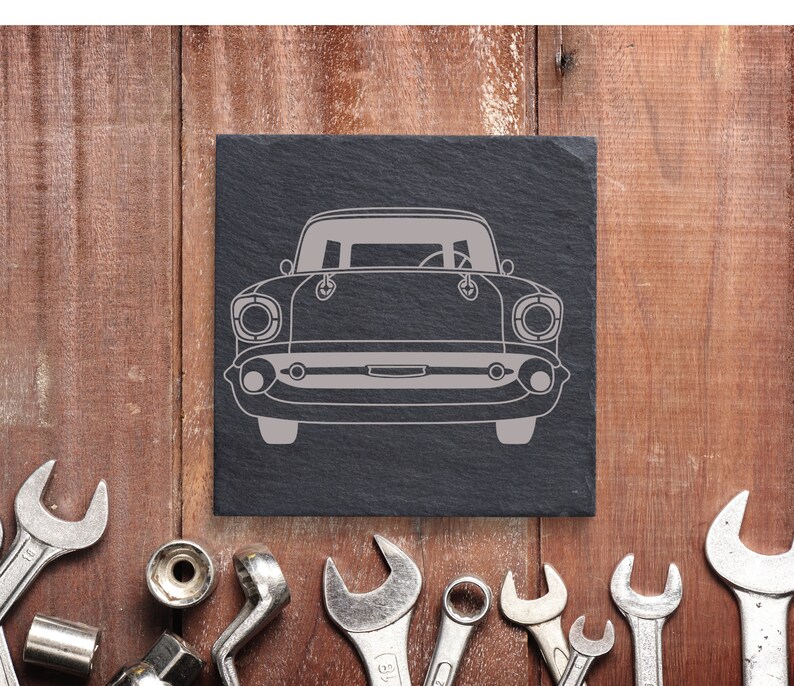 1957 Chevy Nomad Slate Coaster Laser Engraved | Man Cave | Bar Decor ...
