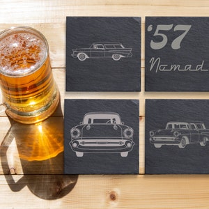 1957 Chevy Nomad Slate Coaster Laser Engraved | Man Cave | Bar Decor ...