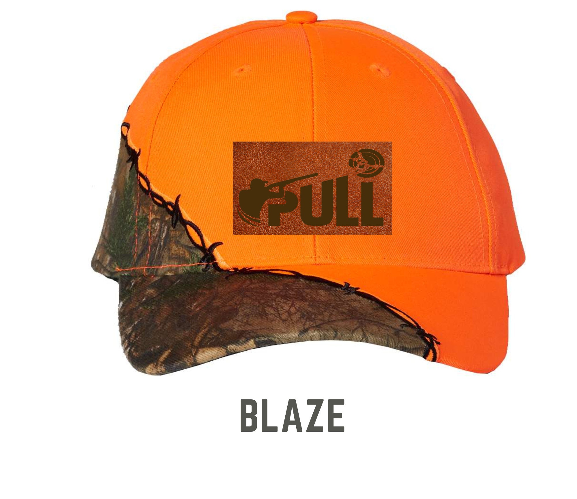 PULL Leather Patch Hat Clay Skeet Trap Shooting Laser Engraved ...