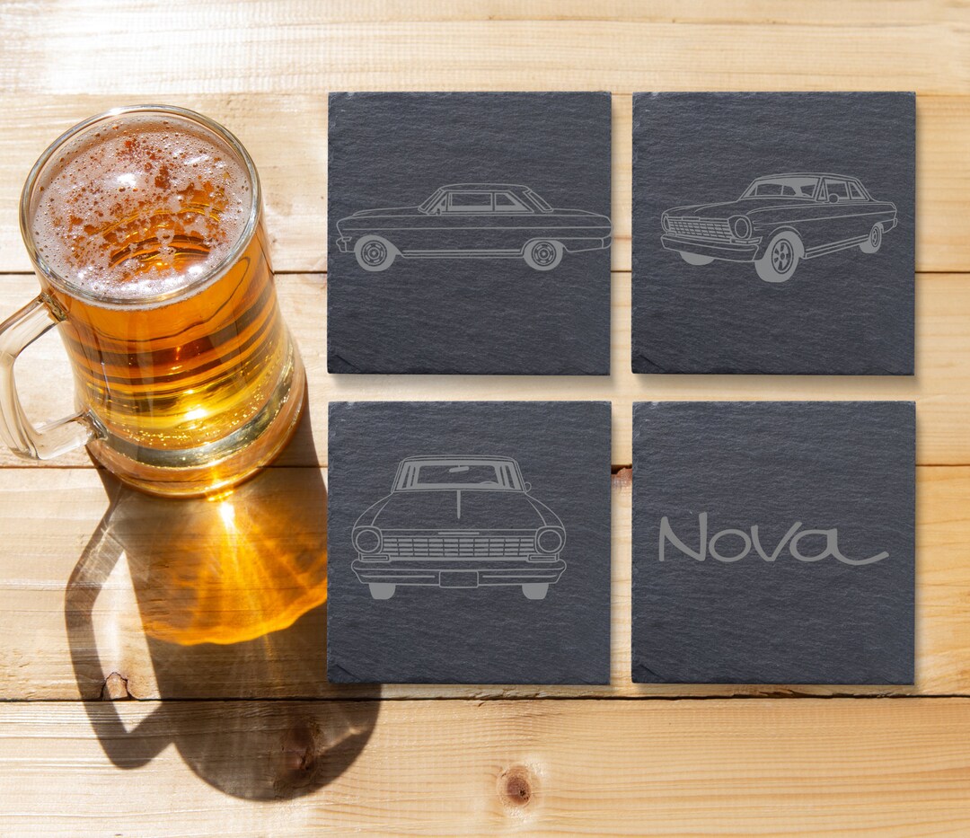 Chevy Nova II Slate Coaster Laser Engraved | Man Cave | Bar Decor ...