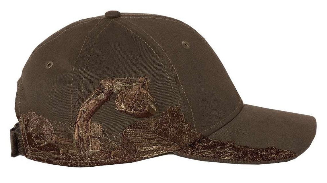 Hat Construction Excavator With Embroidery and Laser Engraved Leather ...