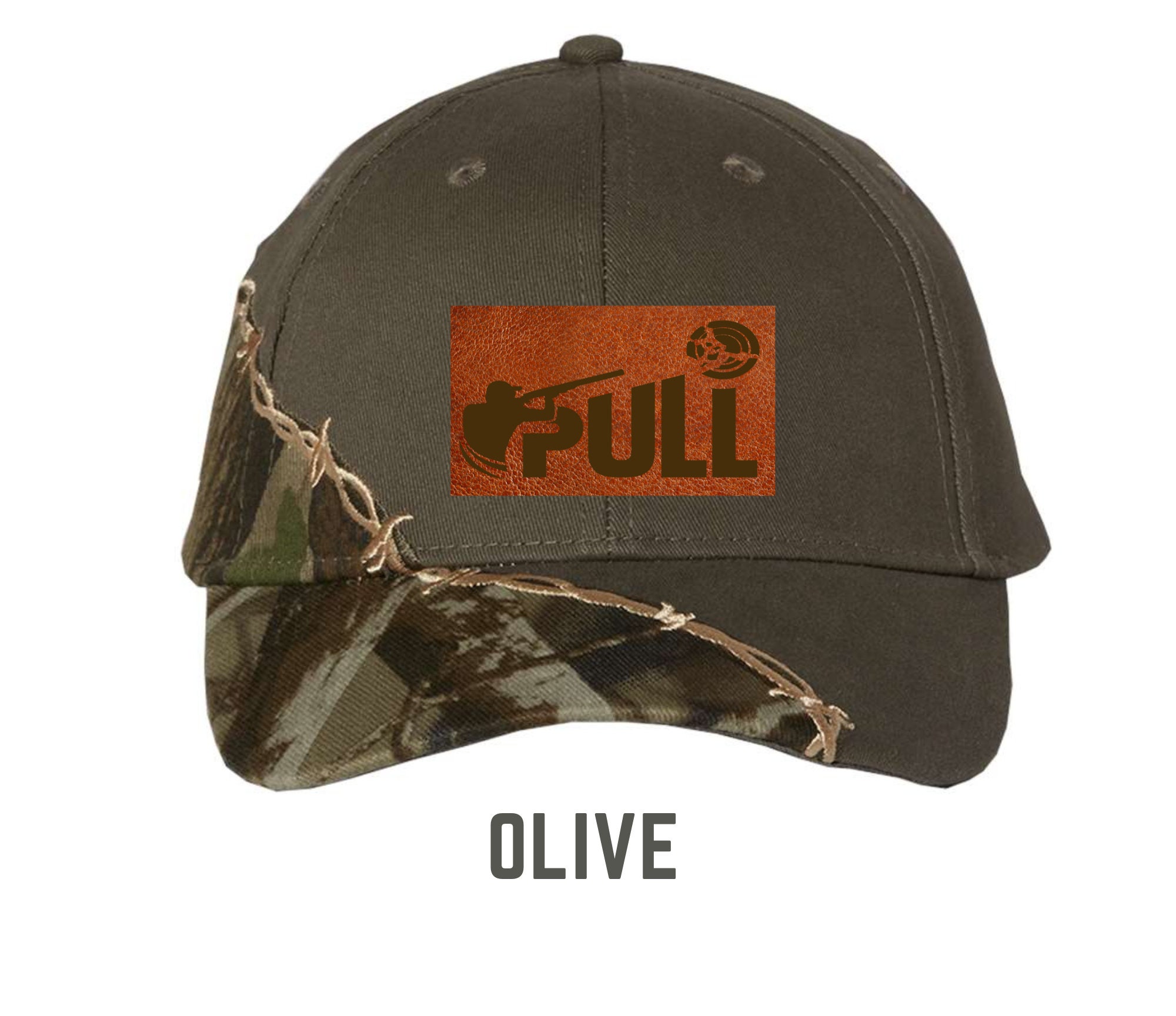PULL Leather Patch Hat Clay Skeet Trap Shooting Laser Engraved ...