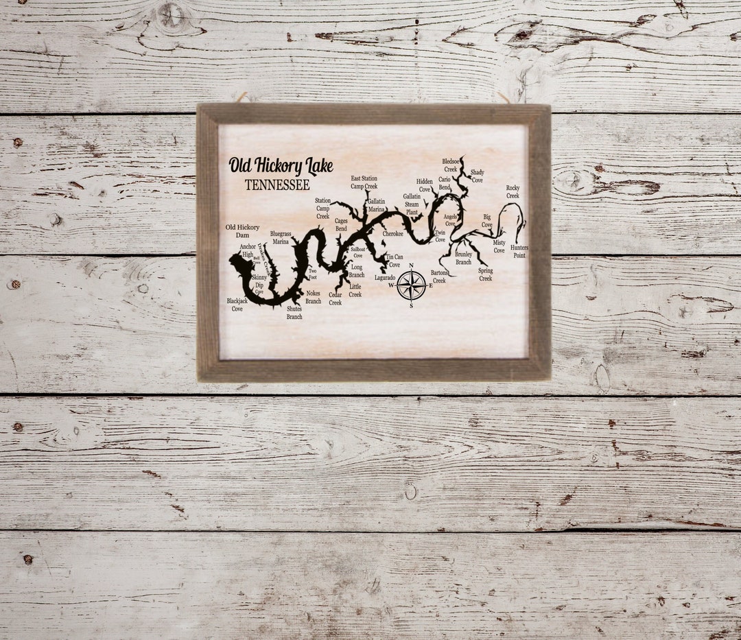 Old Hickory Lake Map Laser Engraved Wall Art Very Detailed - Etsy
