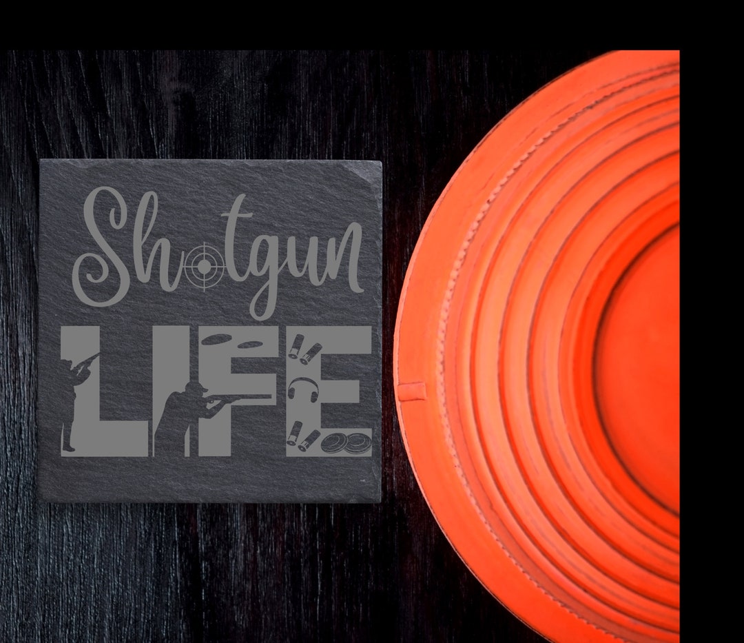Clay Skeet Trap Shooting Slate Coaster Laser Engraved | Man Cave | Bar ...