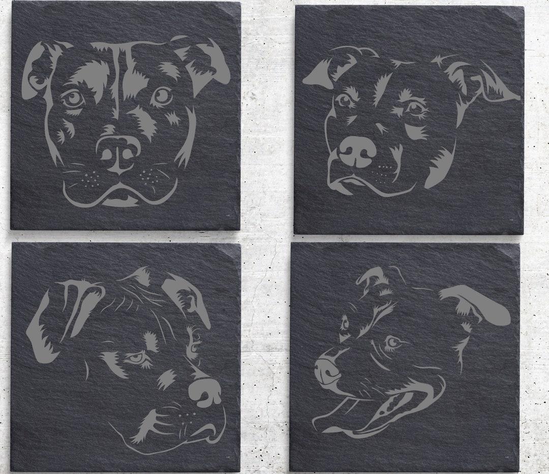 Pitbull Dog Slate Coasters Set of 4 | Laser Engraved | Fast Shipping ...