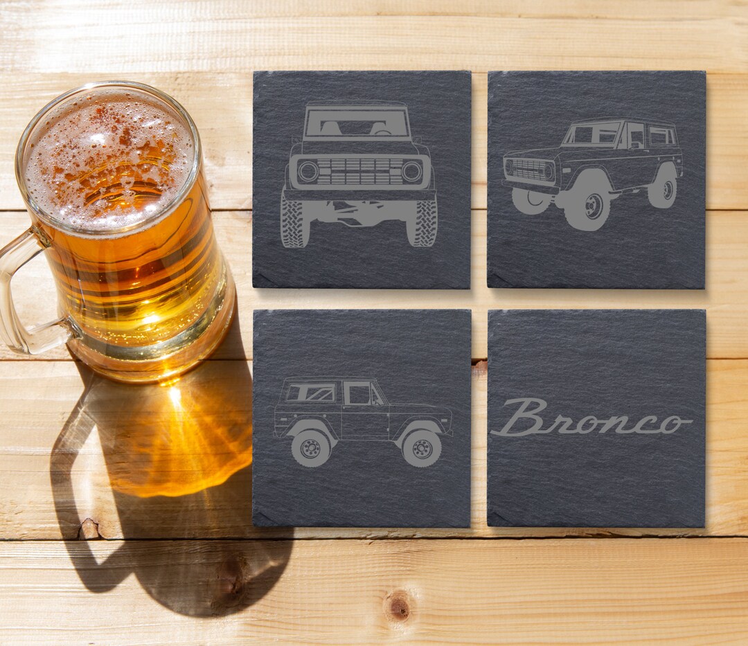 Bronco Slate Coaster Laser Engraved | Man Cave | Bar Decor | Classic ...