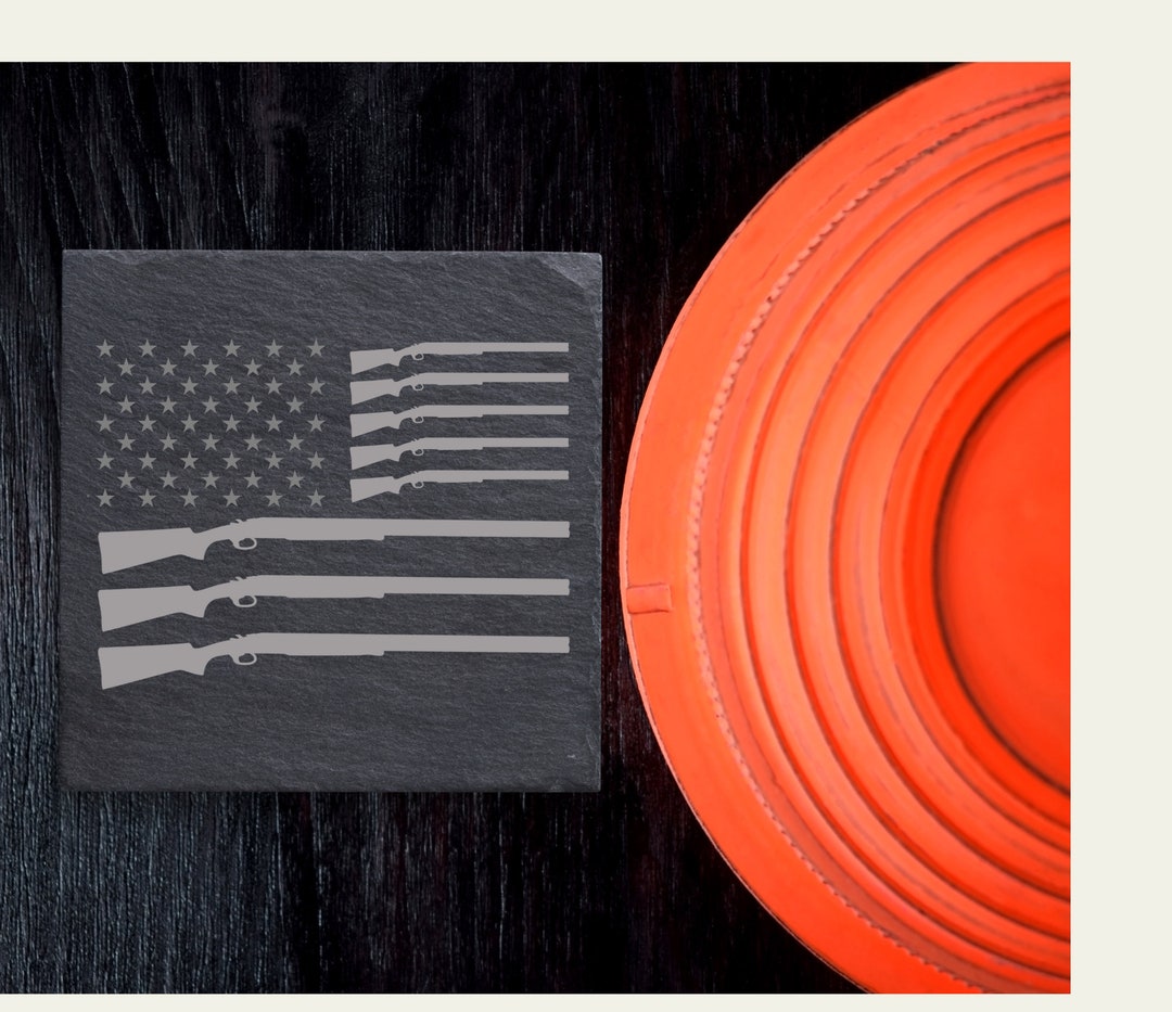 Shotgun Flag Slate Coaster Laser Engraved Clay Skeet Trap Shooting, Man ...