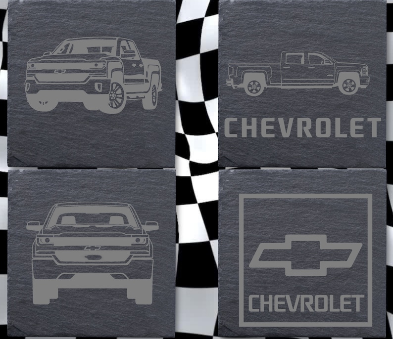 Silverado Slate Coaster Laser Engraved | Man Cave | Bar Decor | Classic ...