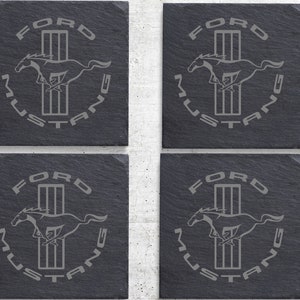 Mustang Logo Slate Coaster Laser Engraved | Man Cave | Bar Decor ...