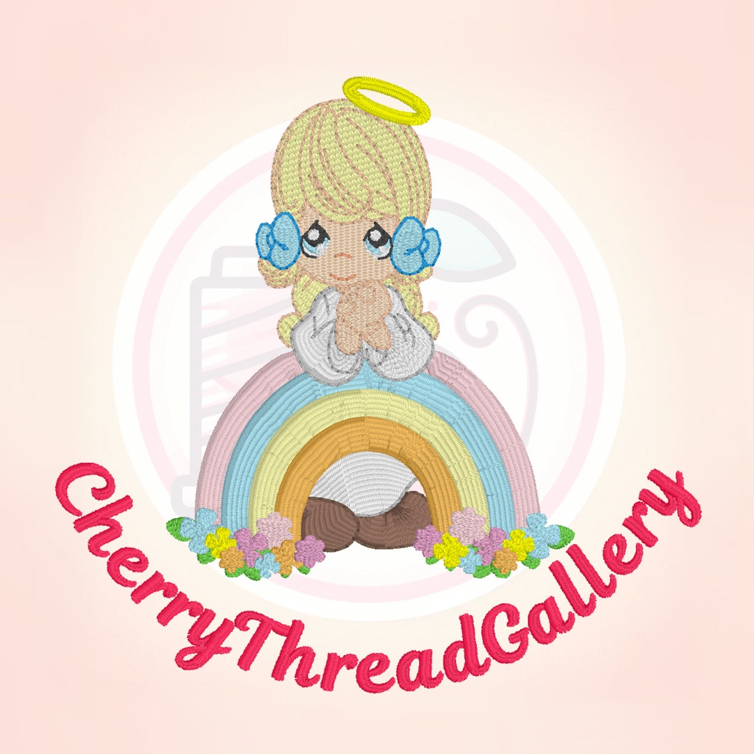 PM Rainbow With Little Girl, Embroidery Design, Blanket or Onsie ...