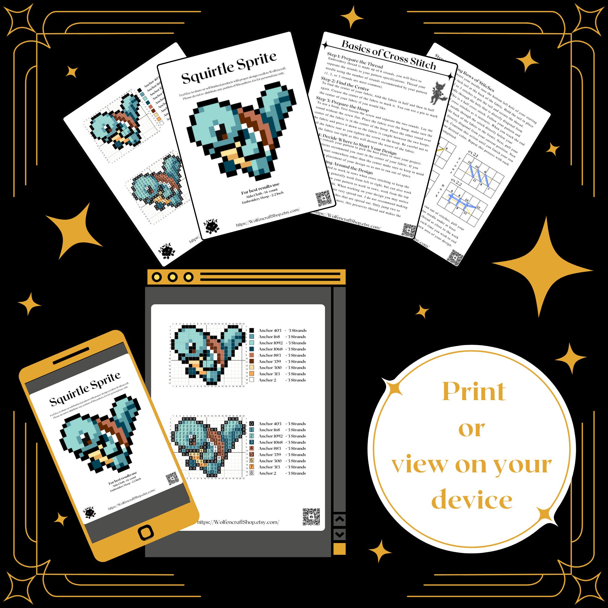 Squirtle Sprite Cross Stitch Pattern Beginner Friendly PDF Pokemon - Etsy