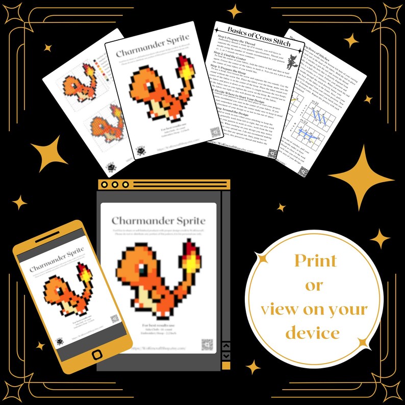 Charmander Sprite Cross Stitch Pattern - Beginner Friendly PDF ...