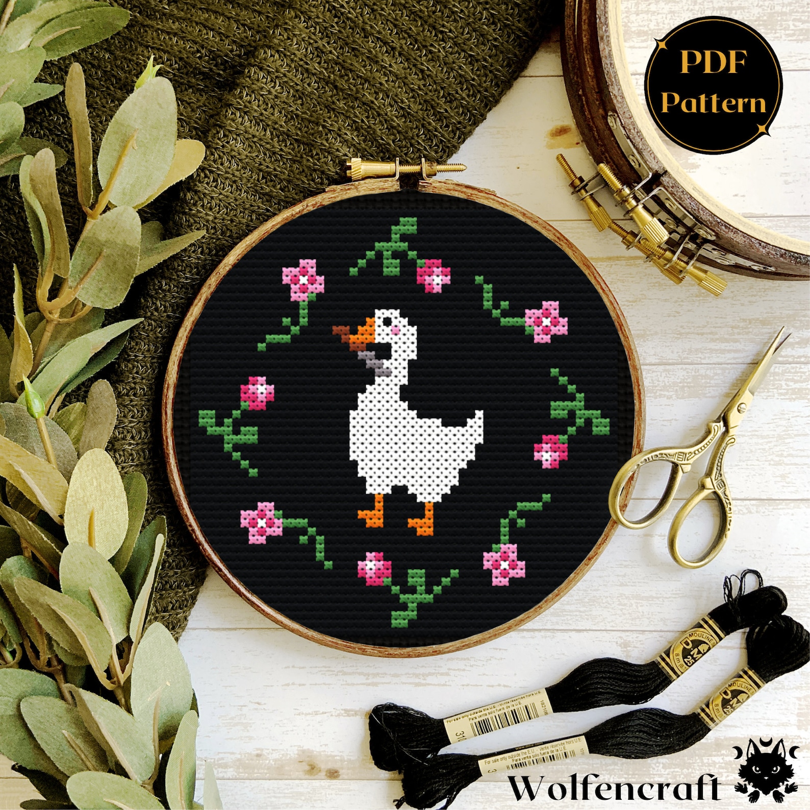 Knife Goose Cross Stitch Pattern Beginner Friendly PDF Charms ...