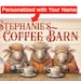 Coffee Bar Sign Sheep Drinking Coffee, Coffee Barn 12x8 Personalized ...