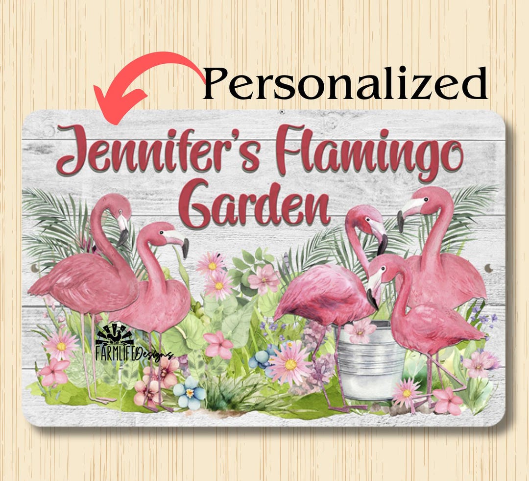 Personalized Flamingo Garden Sign, Customized With Your Name, Indoor ...