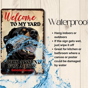Rottweiler Welcome Sign, House or Yard, Dog Bites Metal Tin Outdoor ...