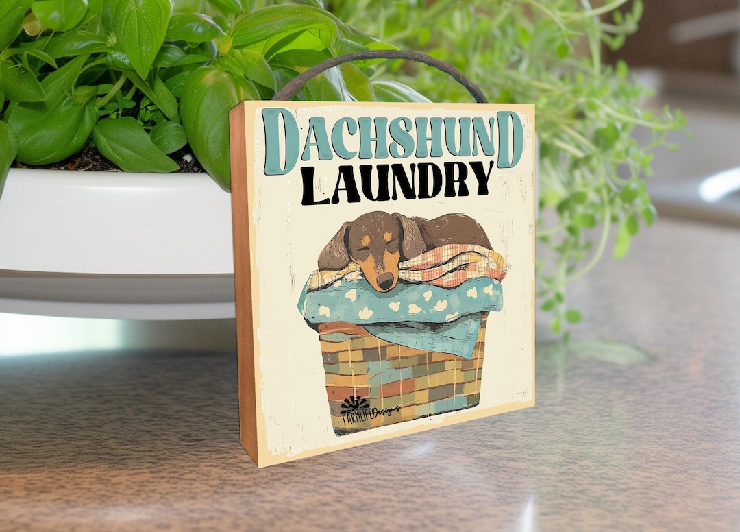 Dachshund Laundry Sign, Small Hanging Plaque, Wiener Dog Shelf Sitter ...