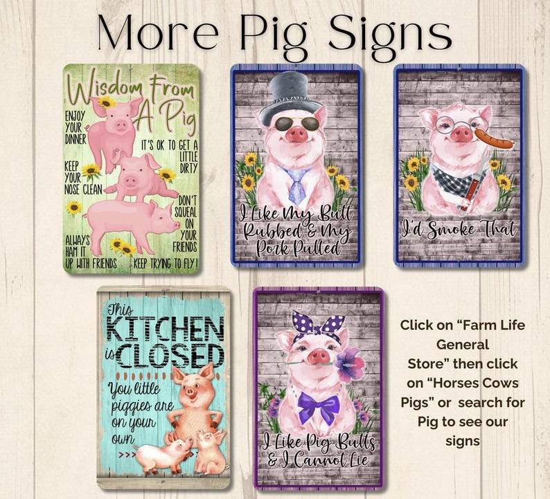 Pig Coffee Bar Gift, Oink & Brew Sign, Swine Piggy Coffee Station Art ...