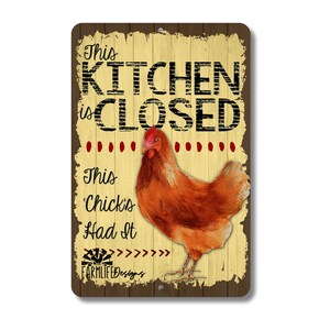 Funny Chicken Kitchen Closed Sign, Chicken Mom Gift, Kitchen Chicken ...